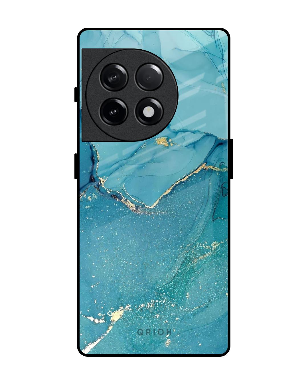 Buy Blue Golden Glitter Premium Glass Case for OnePlus 11R 5G (Shock ...