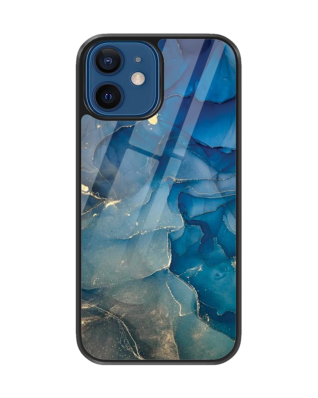 Buy Blue Resin Texture Premium Glass Cover for Apple iPhone 12 Mini ...