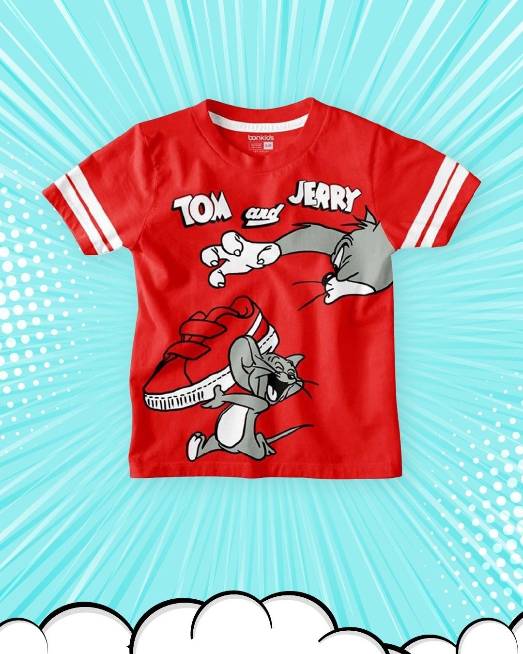 Buy Bonkids Boys Red Tom Jerry Graphic Printed T-shirt for Kids - Boys ...