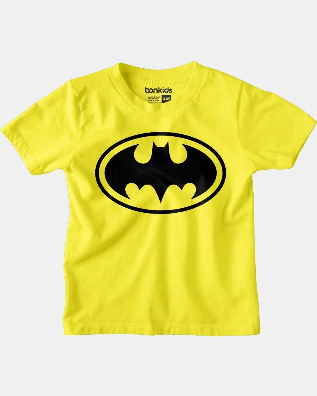 Buy Bonkids Boys Yellow Batman Logo Graphic Printed T-shirt for Kids ...