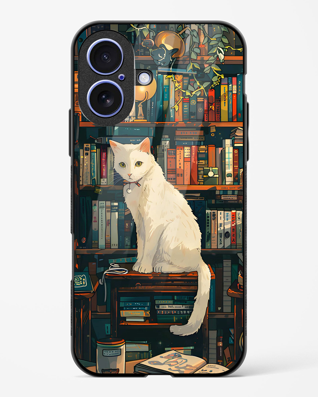Buy Bookish Cat Premium Glass Case for Apple iPhone 16 Plus Online in ...