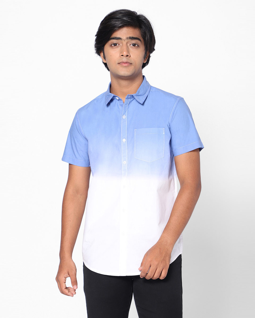 Buy Boys Light Blue & White Ombre Shirt Online at Bewakoof