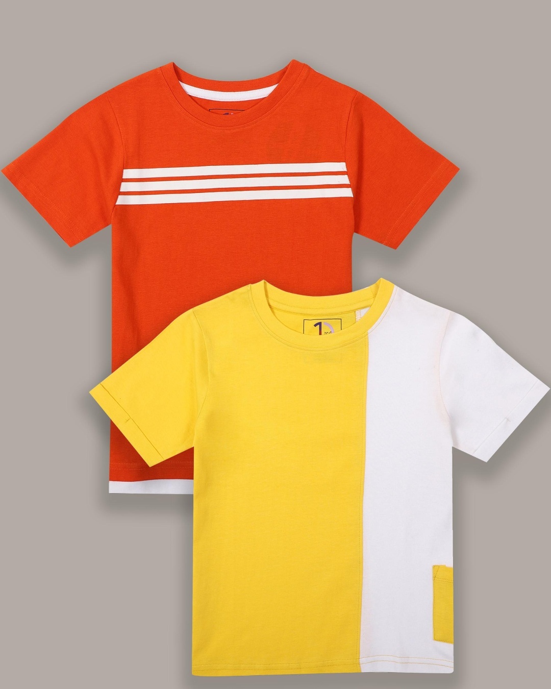 Buy Pack of 2 Boys Orange & Yellow Color Block T-shirt Online at Bewakoof