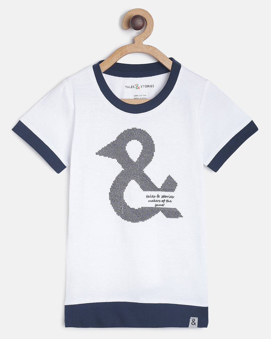 Buy Boys White Tipped Pique & Brand Logo Printed T-shirt Online at Bewakoof