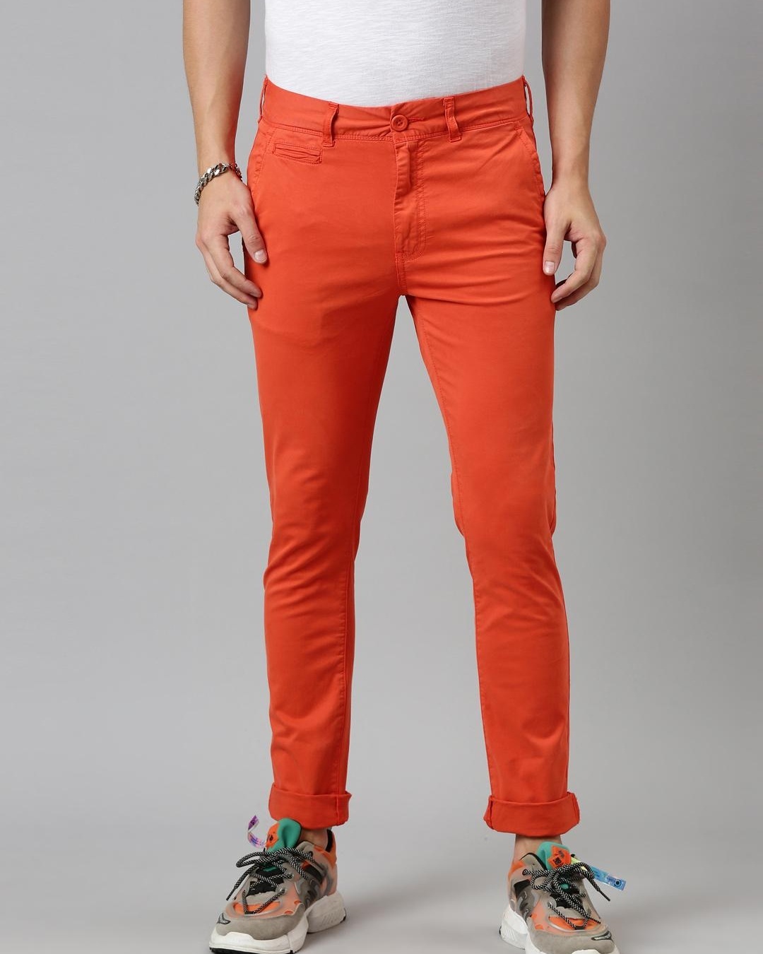 Buy Men's Orange Relaxed Fit Trousers Online at Bewakoof