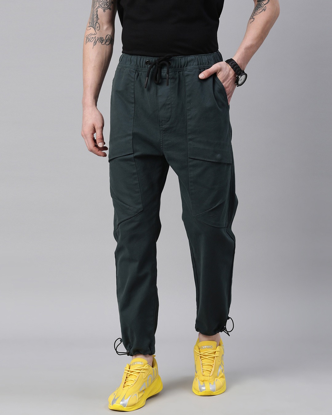 Buy Breakbounce Twill washed cut&sew cargo jogger with buckle fastening ...