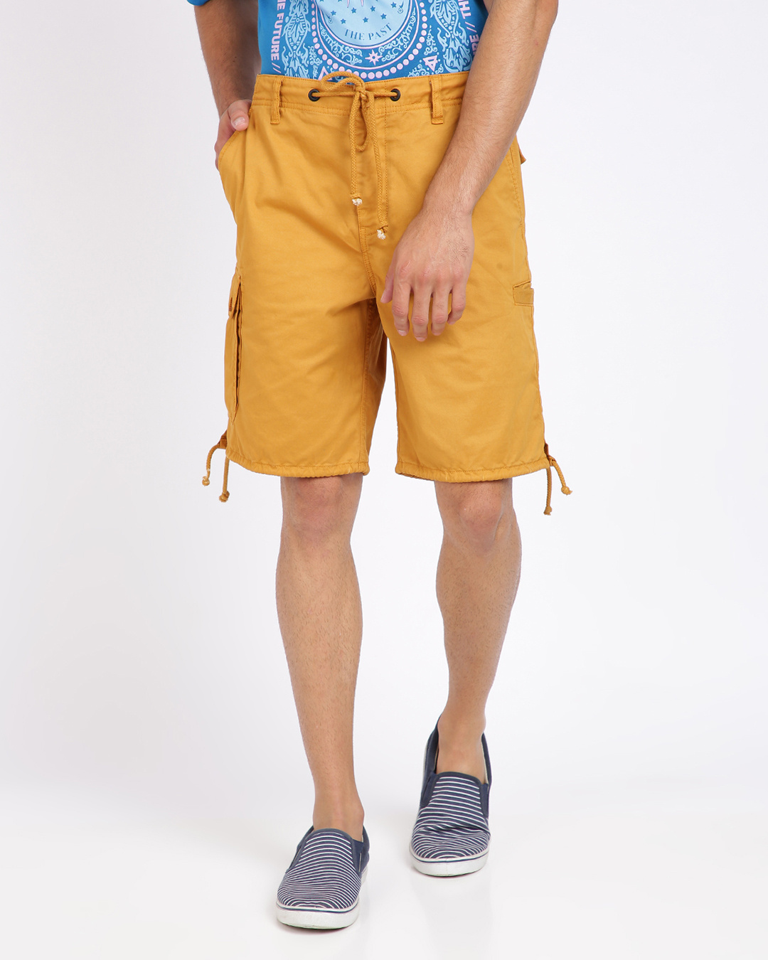 Buy Breakbounce Washed twill loose cargo shorts with multi pockets ...