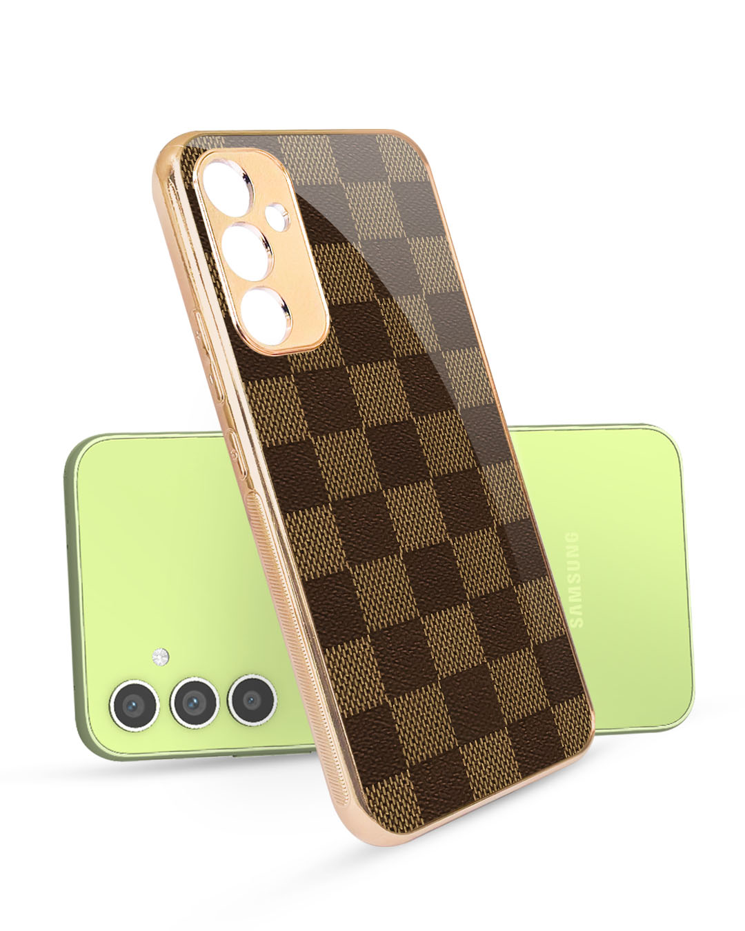 Buy Brown Block Copper Metallic Gold Premium Glass Case for Samsung ...