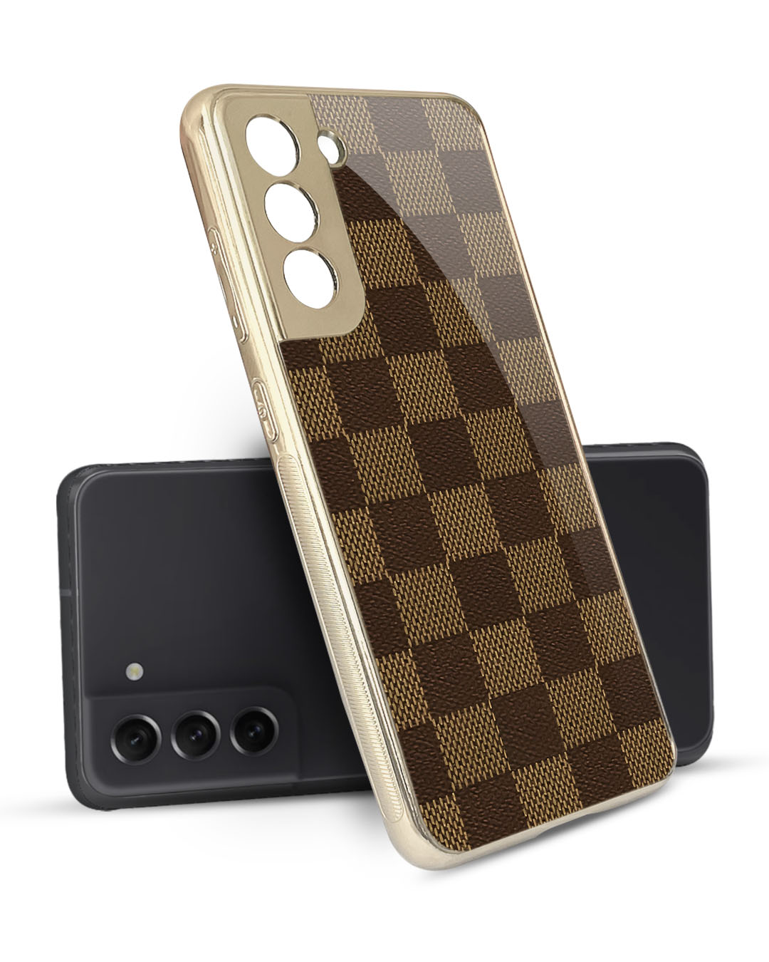 Buy Brown Block Metallic Gold Premium Glass Case for Samsung Galaxy S21 ...