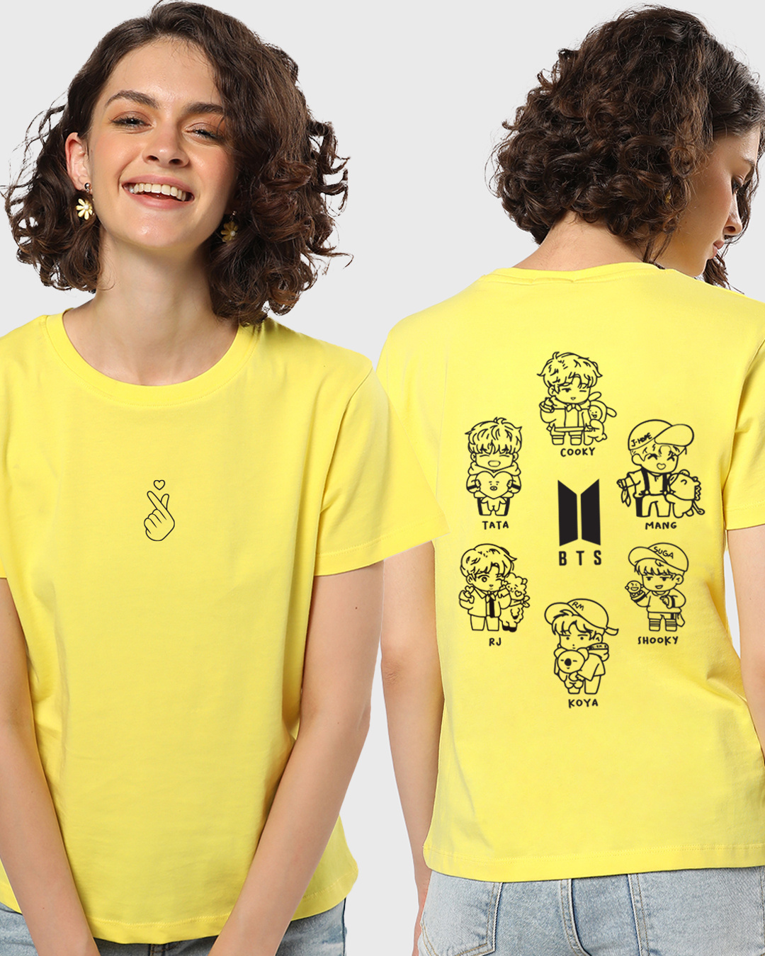 Buy Women's Yellow BTS Squad Graphic Printed T-shirt Online at Bewakoof