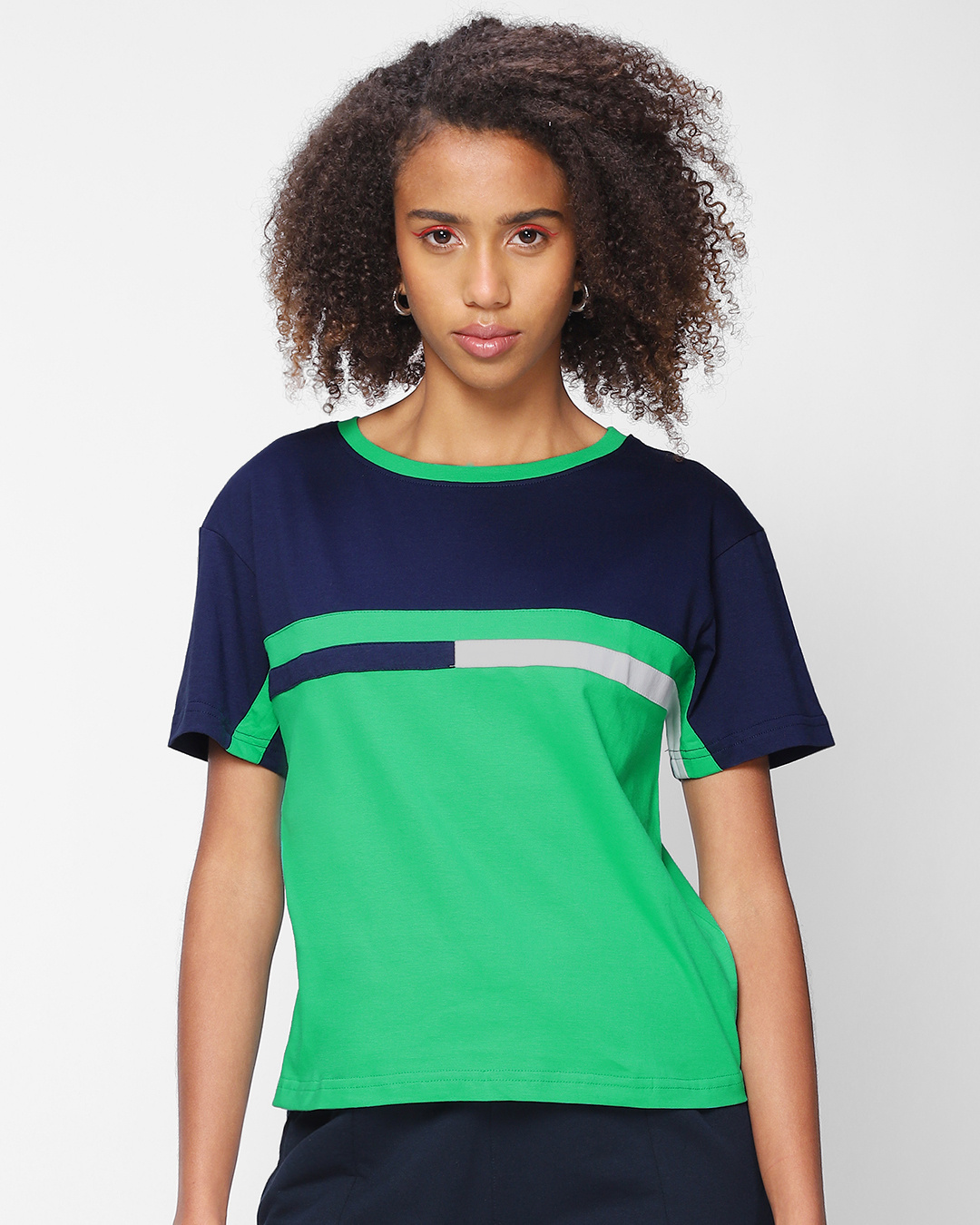 Buy Bubble Gum Two Panel Stripe Color Block Short Top Online at Bewakoof