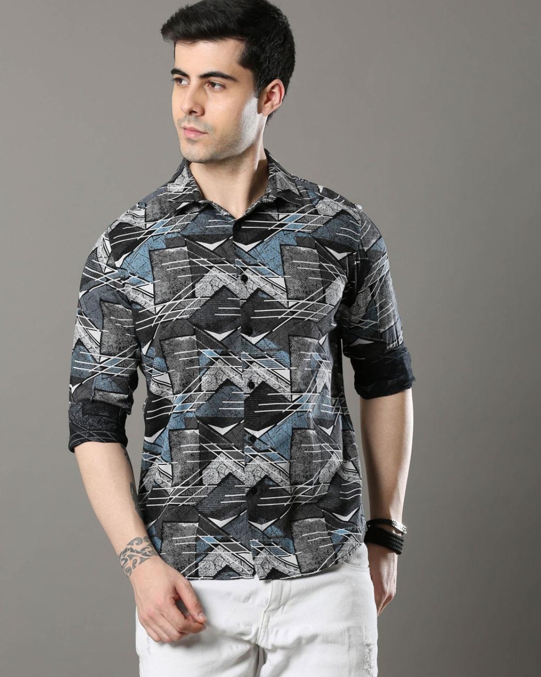 Buy Men's Blue Persian Geometric Printed Slim Fit Shirt Online at Bewakoof