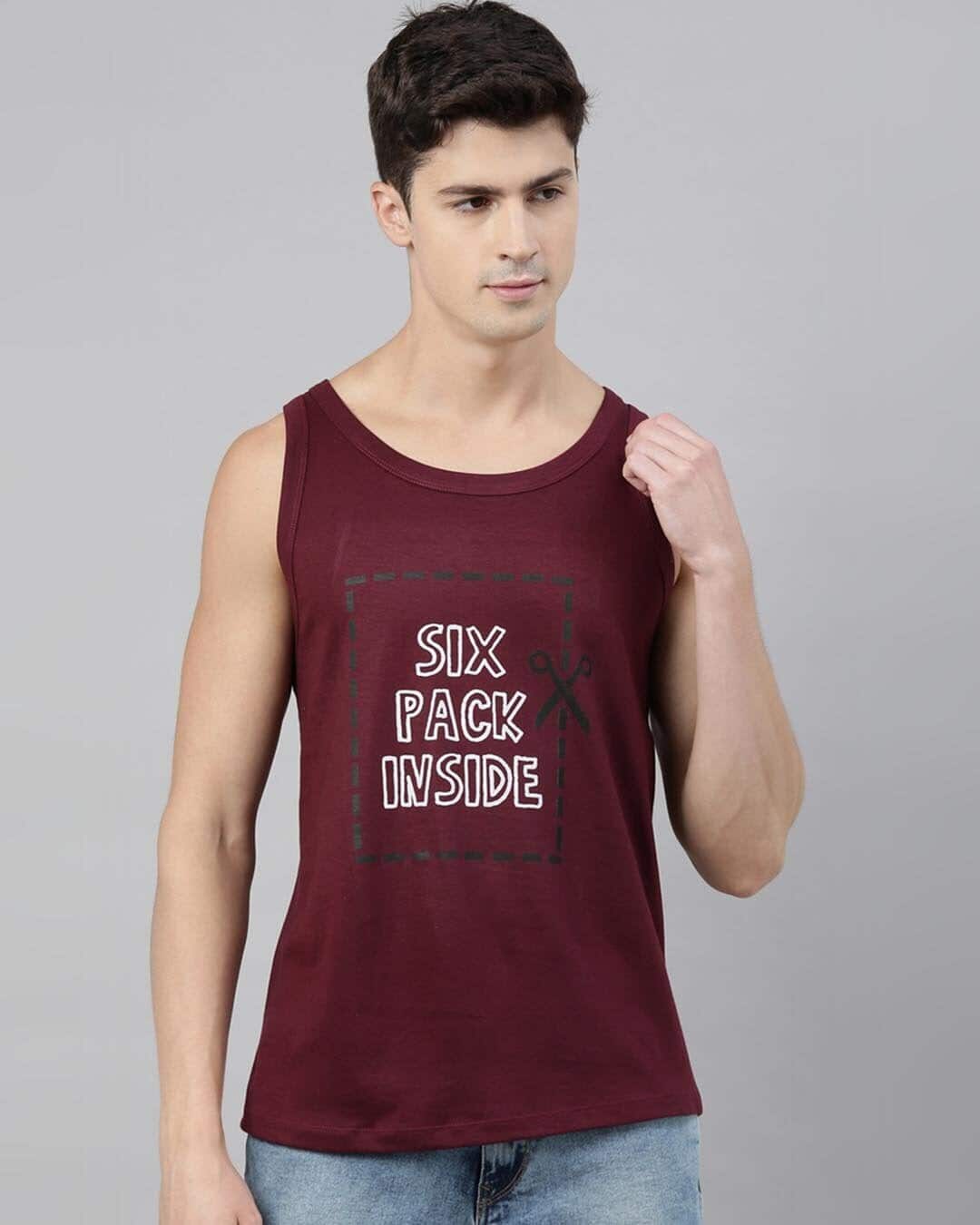 Buy Bushirt Six Pack Maroon Vest Online at Bewakoof