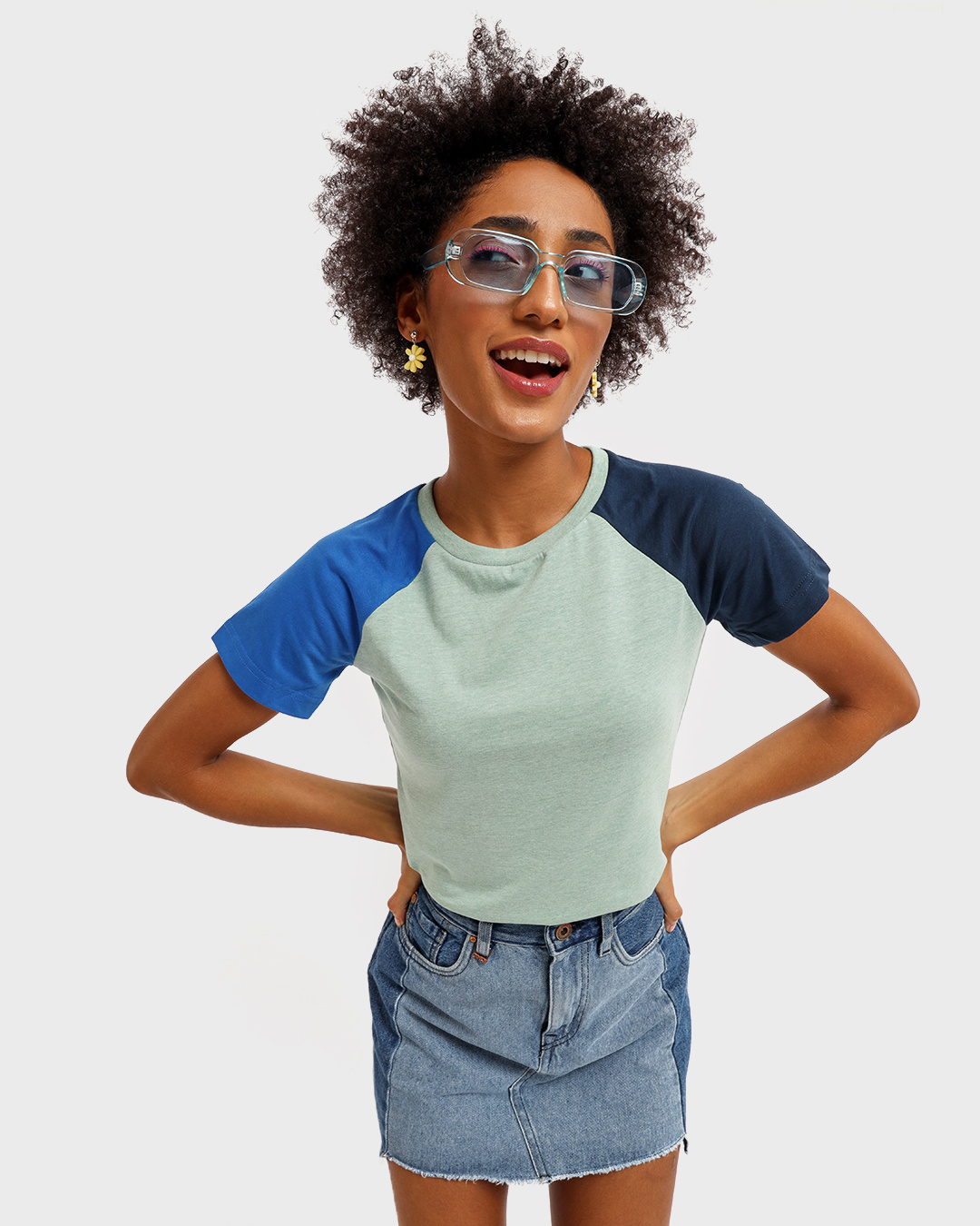 Buy Camo Green Raglan Melange Slim Fit T-Shirt Online at Bewakoof