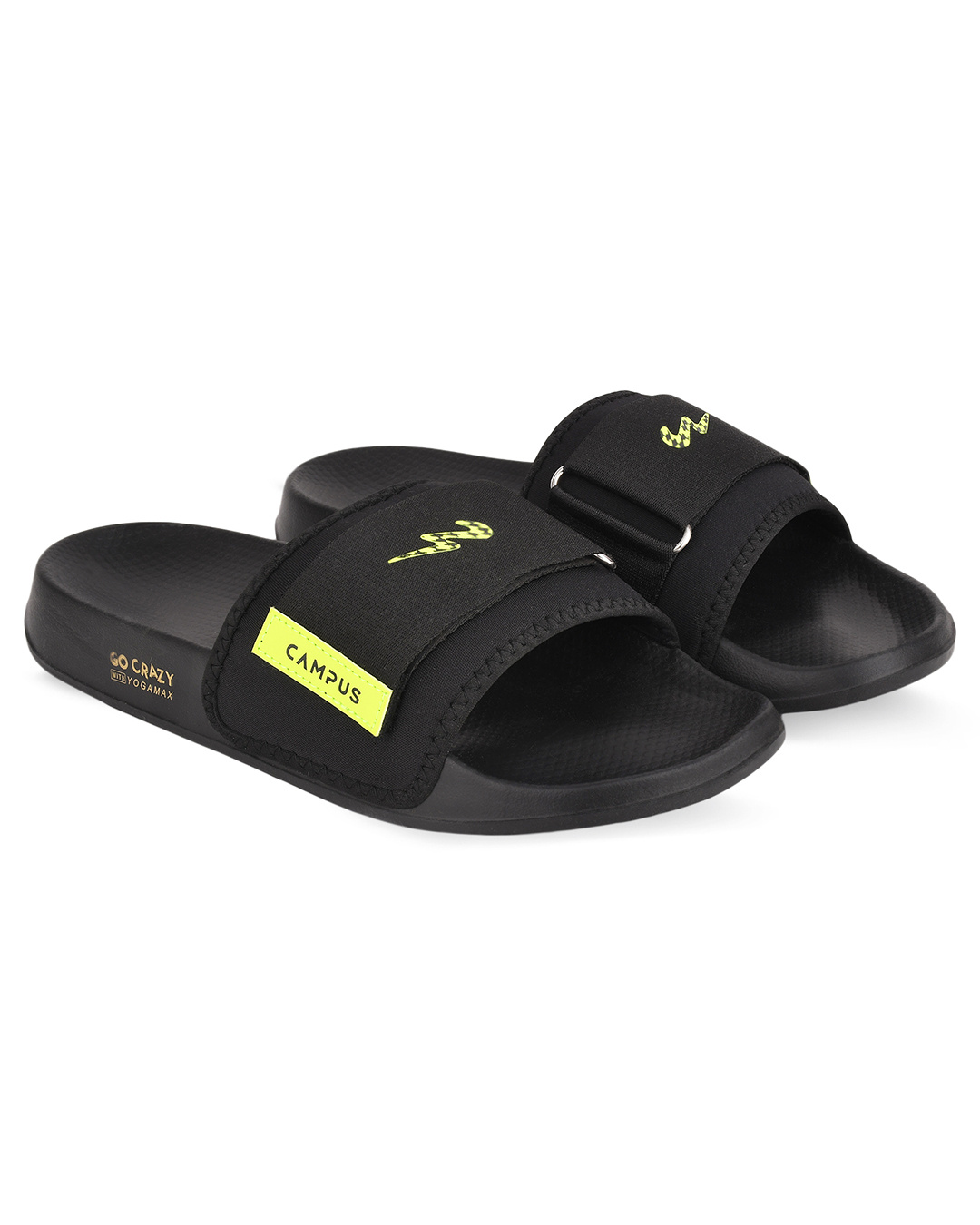 Buy Campus Men's Black Sliders Online in India at Bewakoof