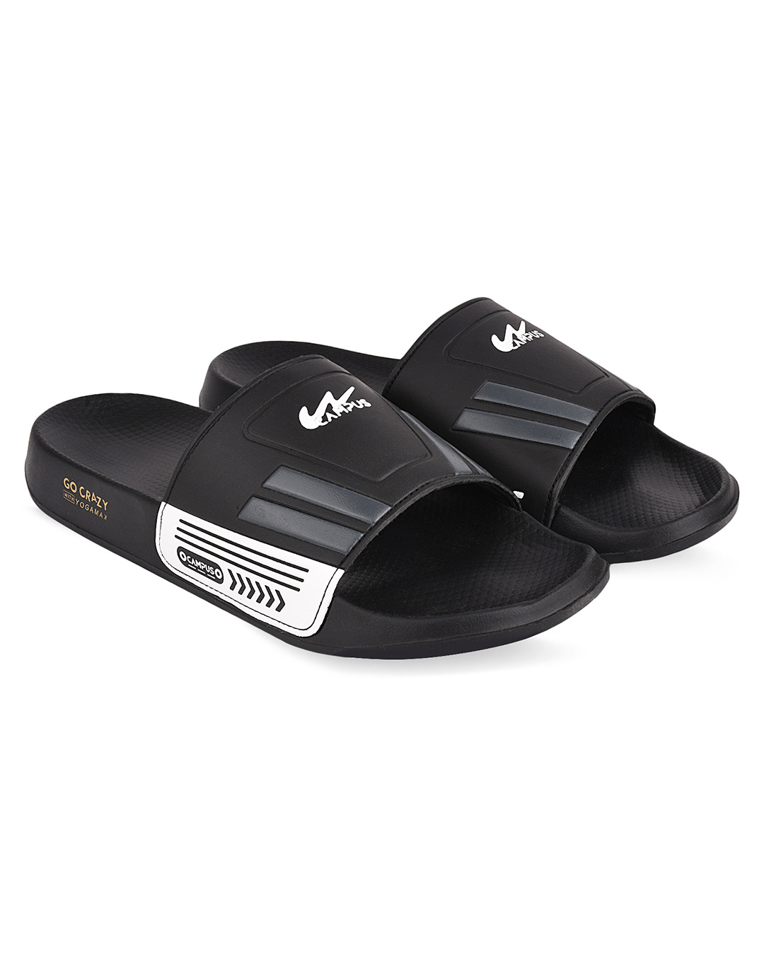 Buy Campus Men's Black Sliders Online in India at Bewakoof