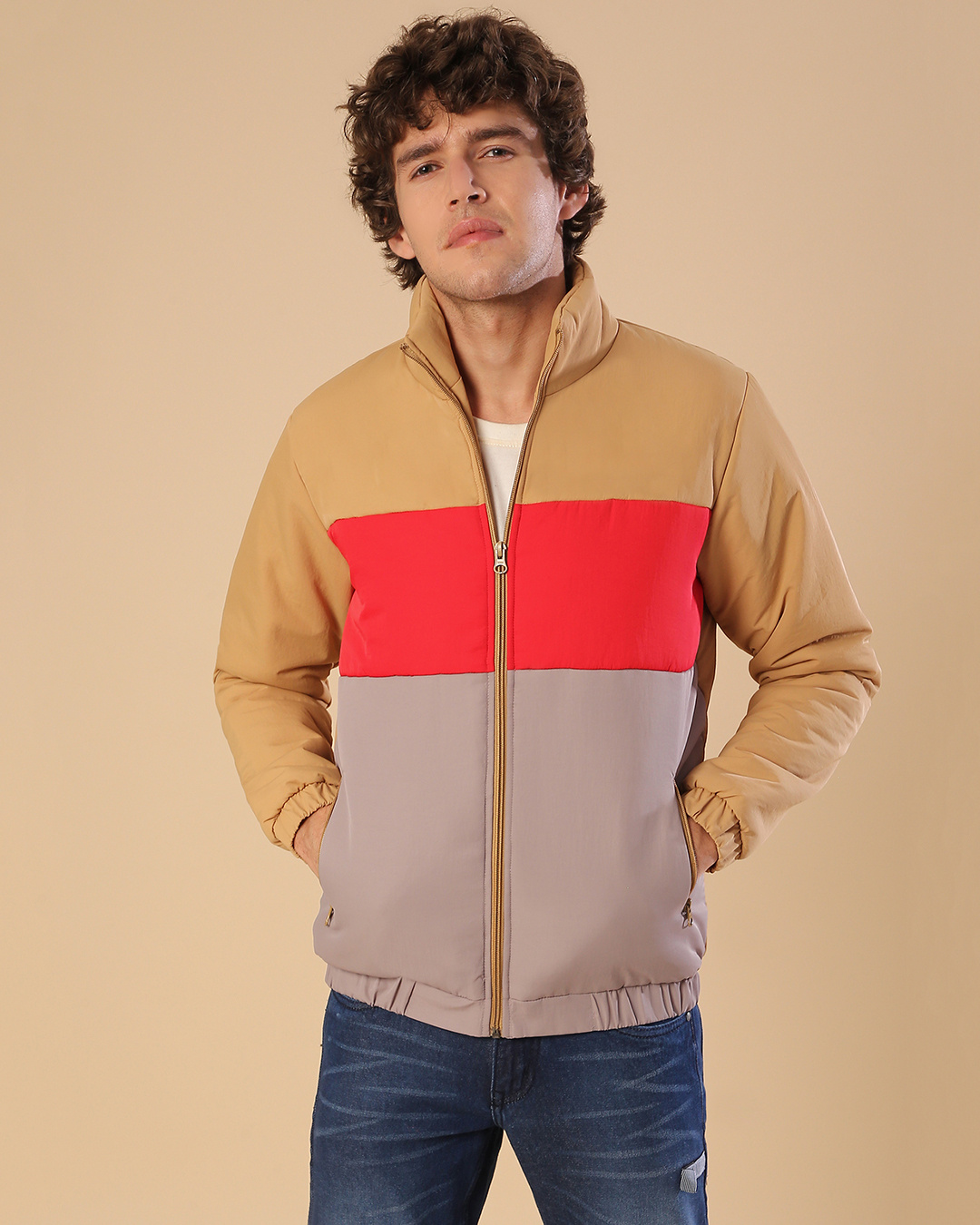 Buy Men's Multicolor Color Block Regular Fit Jacket Online at Bewakoof