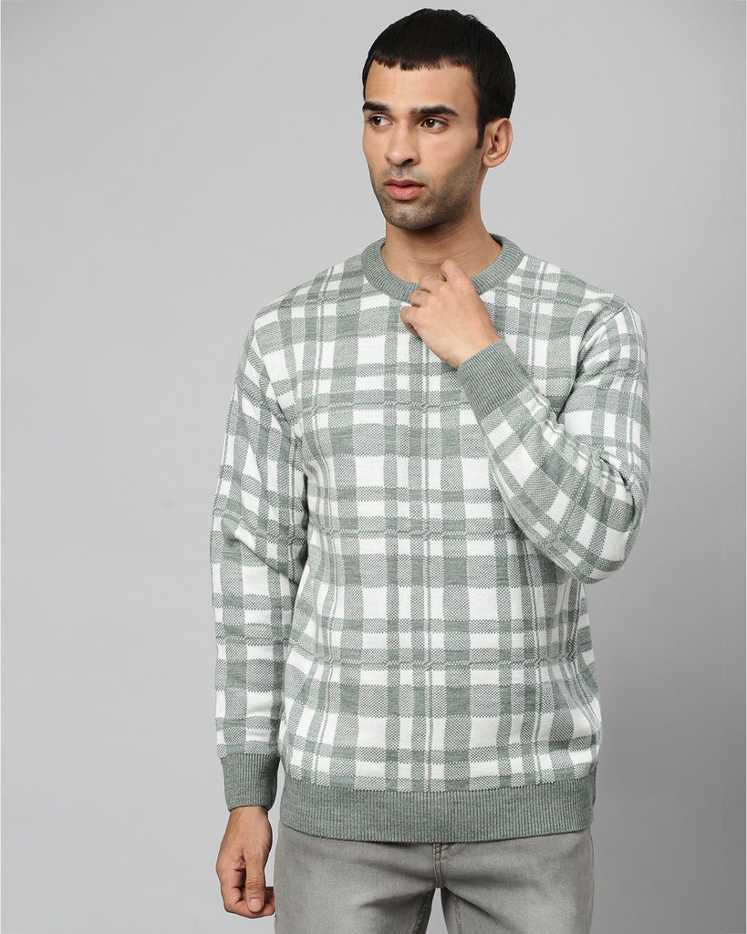 Buy Men's Green Stylish Checkered Casual Sweater Online at Bewakoof