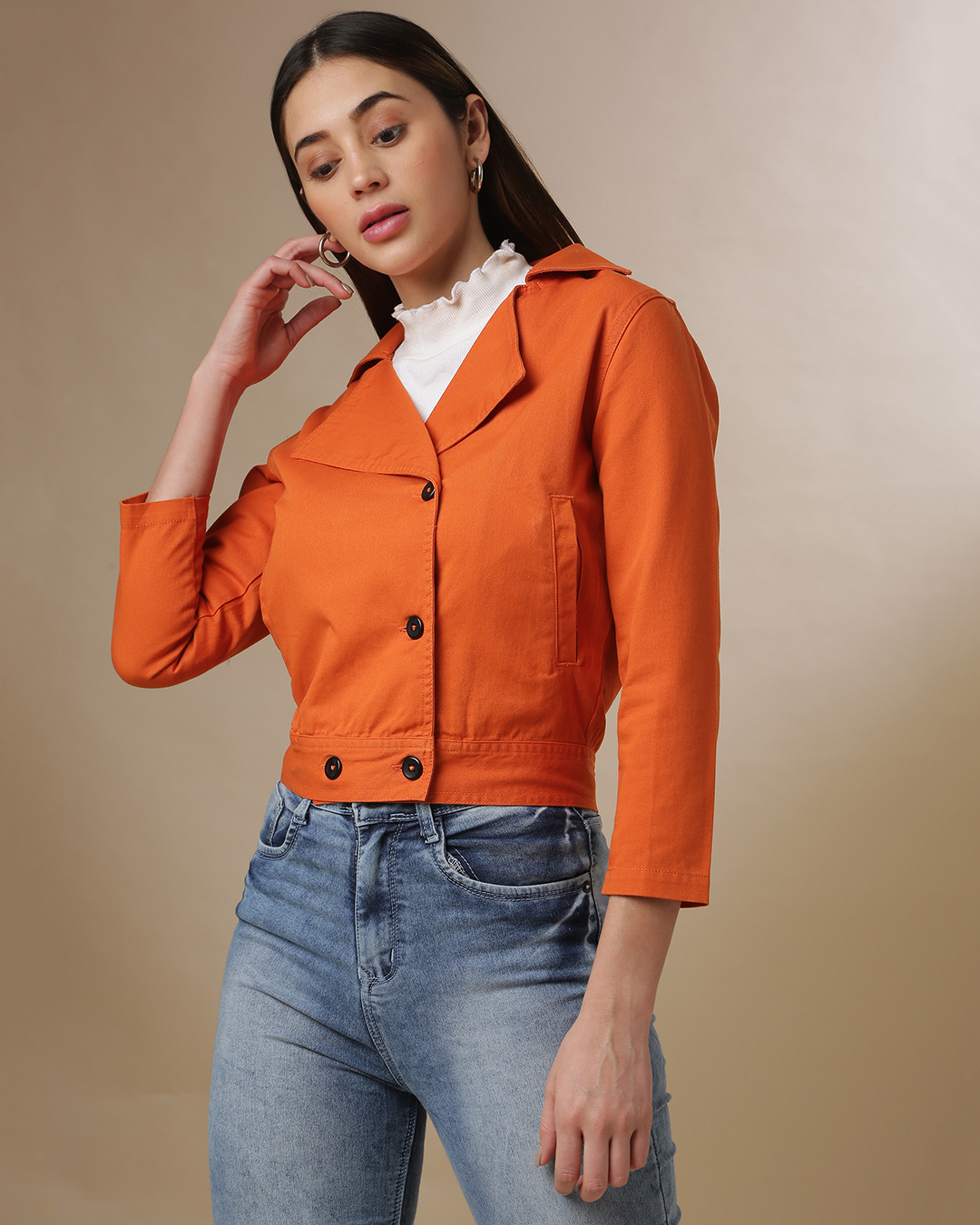 Buy Campus Sutra Women's Orange Regular Fit Jackets Online at Bewakoof