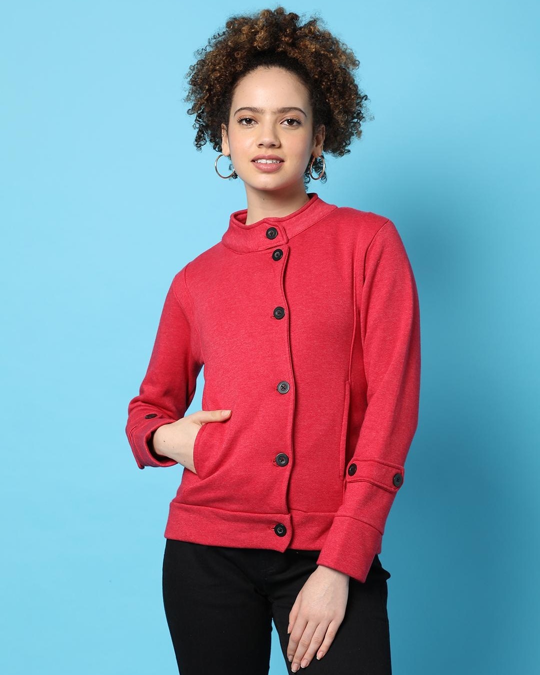 Buy Campus Sutra Women's Red Buttoned Jacket Online at Bewakoof