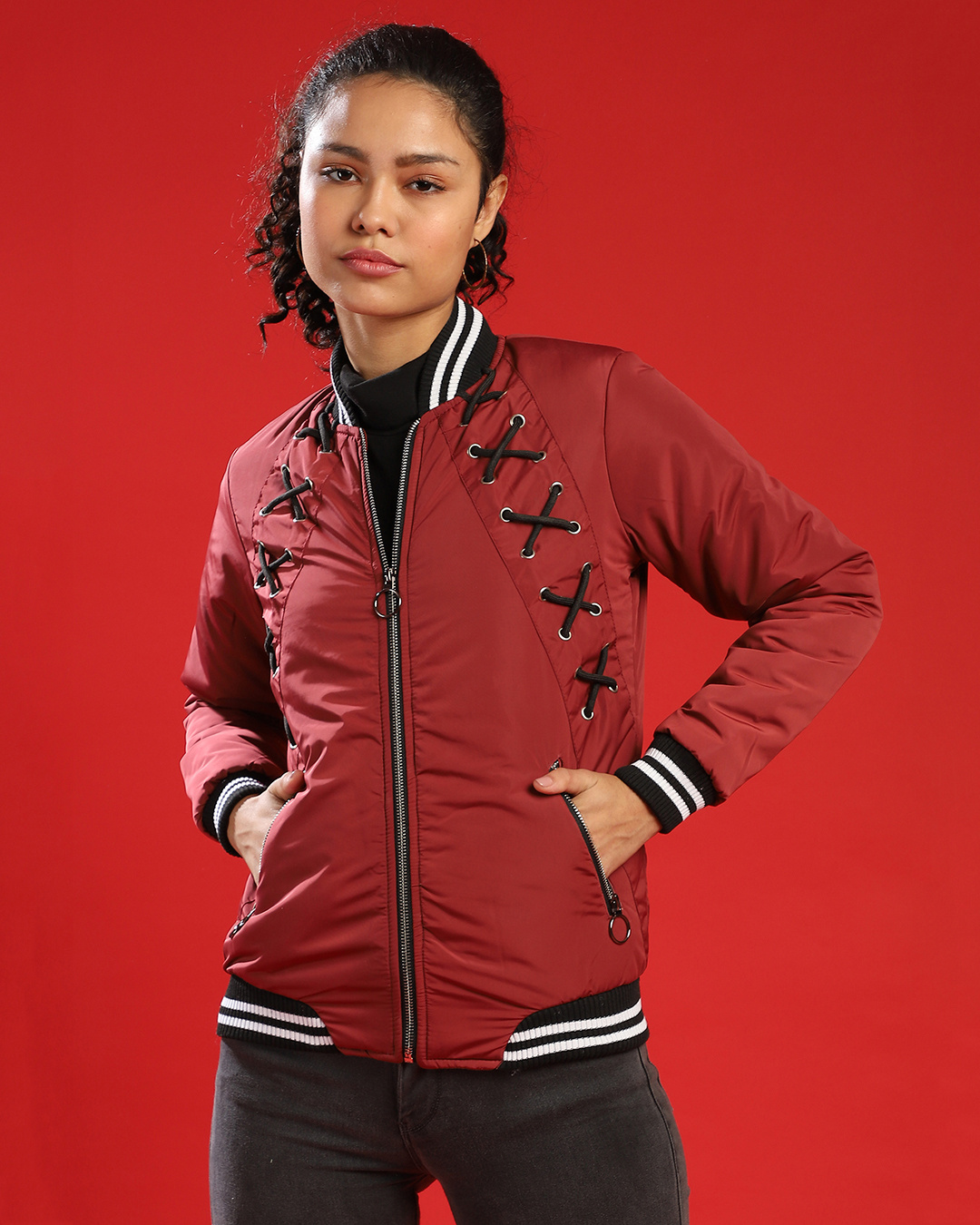 Buy Campus Sutra Women's Red Regular Fit Jackets for Women Red Online ...