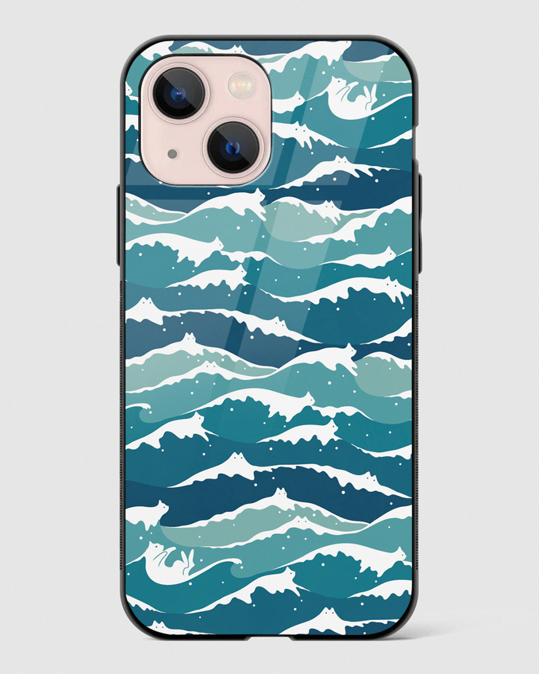 Buy Cat Waves Pattern Premium Glass Case for Apple iPhone 15 Plus ...