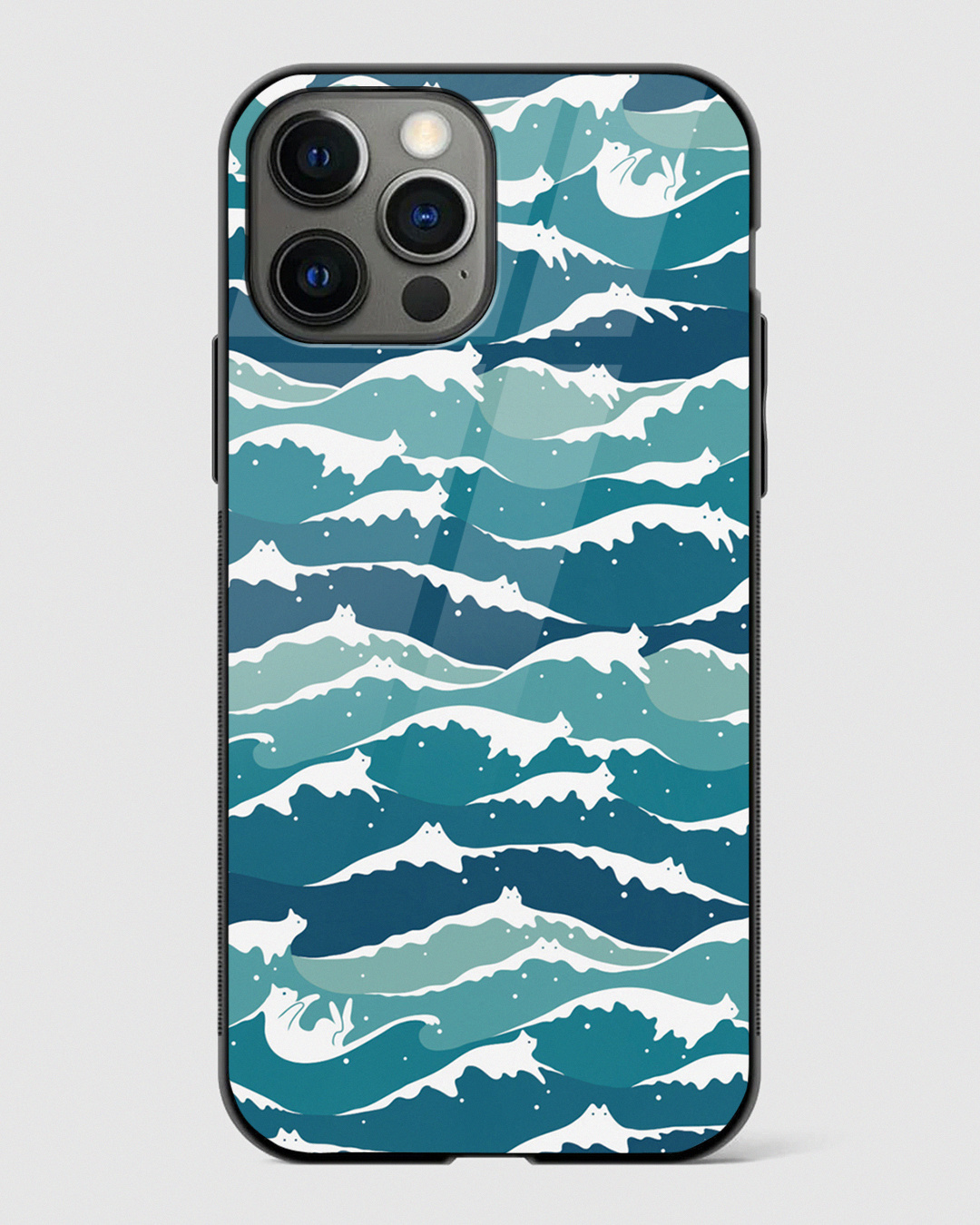 Buy Cat Waves Pattern Premium Glass Case for Apple iPhone 15 Pro Max ...