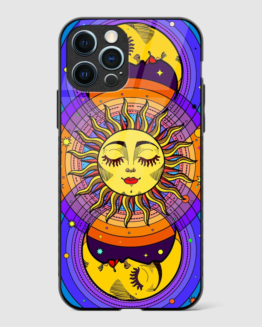 Buy Celestial Sun & Moon Groovy Premium Glass Case for Apple iPhone 12 ...