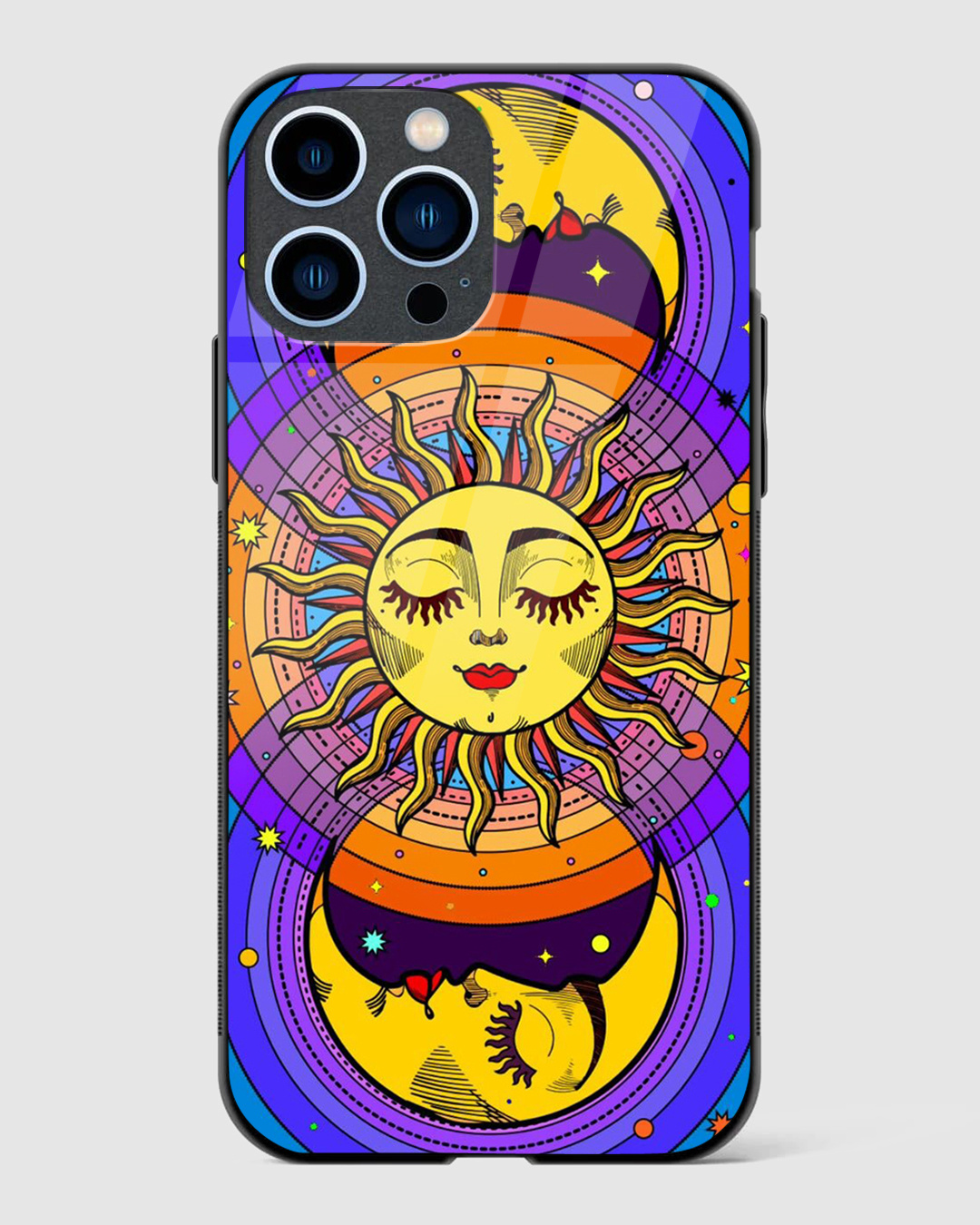Buy Celestial Sun & Moon Groovy Premium Glass Case for Apple iPhone 13 ...