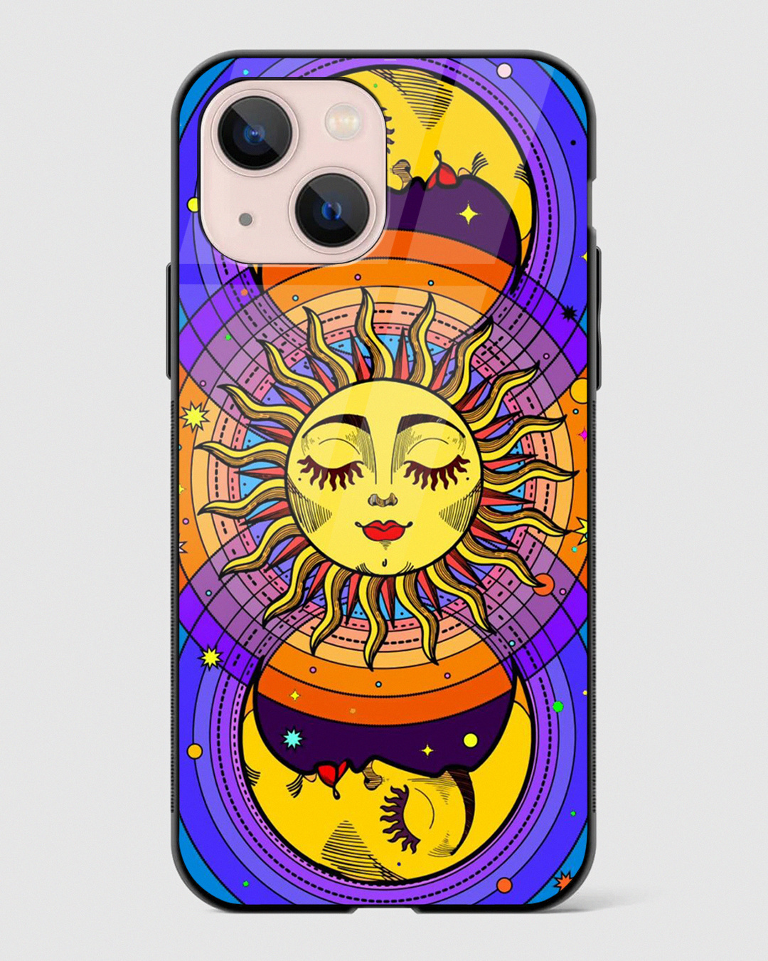Buy Celestial Sun & Moon Groovy Premium Glass Case for Apple iPhone 15 ...