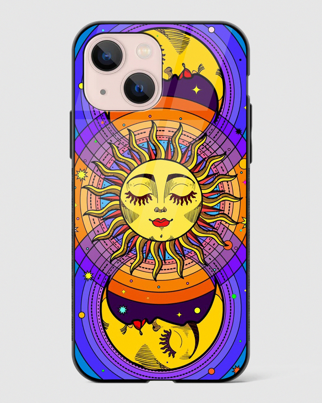 Buy Celestial Sun & Moon Groovy Premium Glass Case for Apple iPhone 15 Plus Online in India at ...