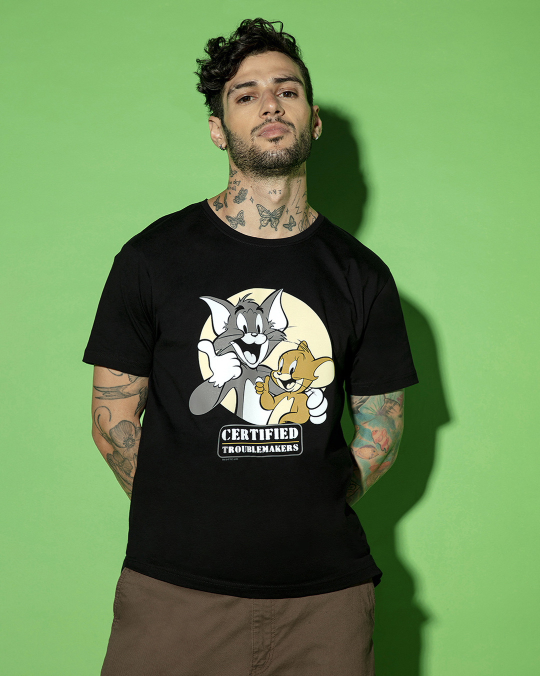 Buy Men's Black Certified Troublemakers (TJL) Graphic Printed T-shirt ...