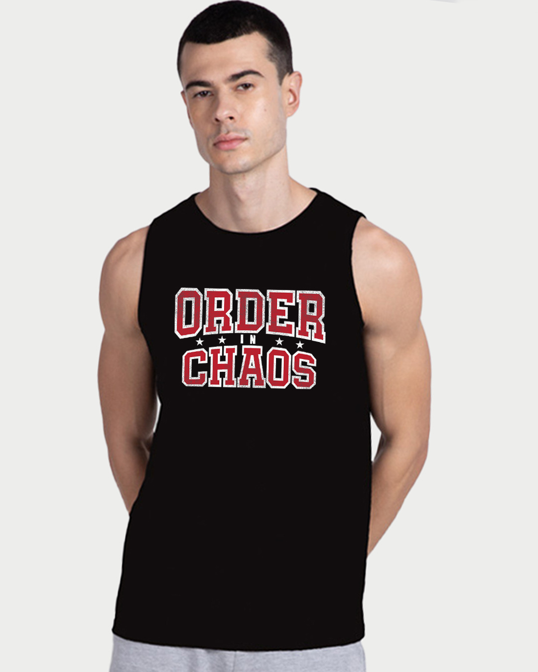 Buy Men's Black Chaotic Typography Vest Online at Bewakoof