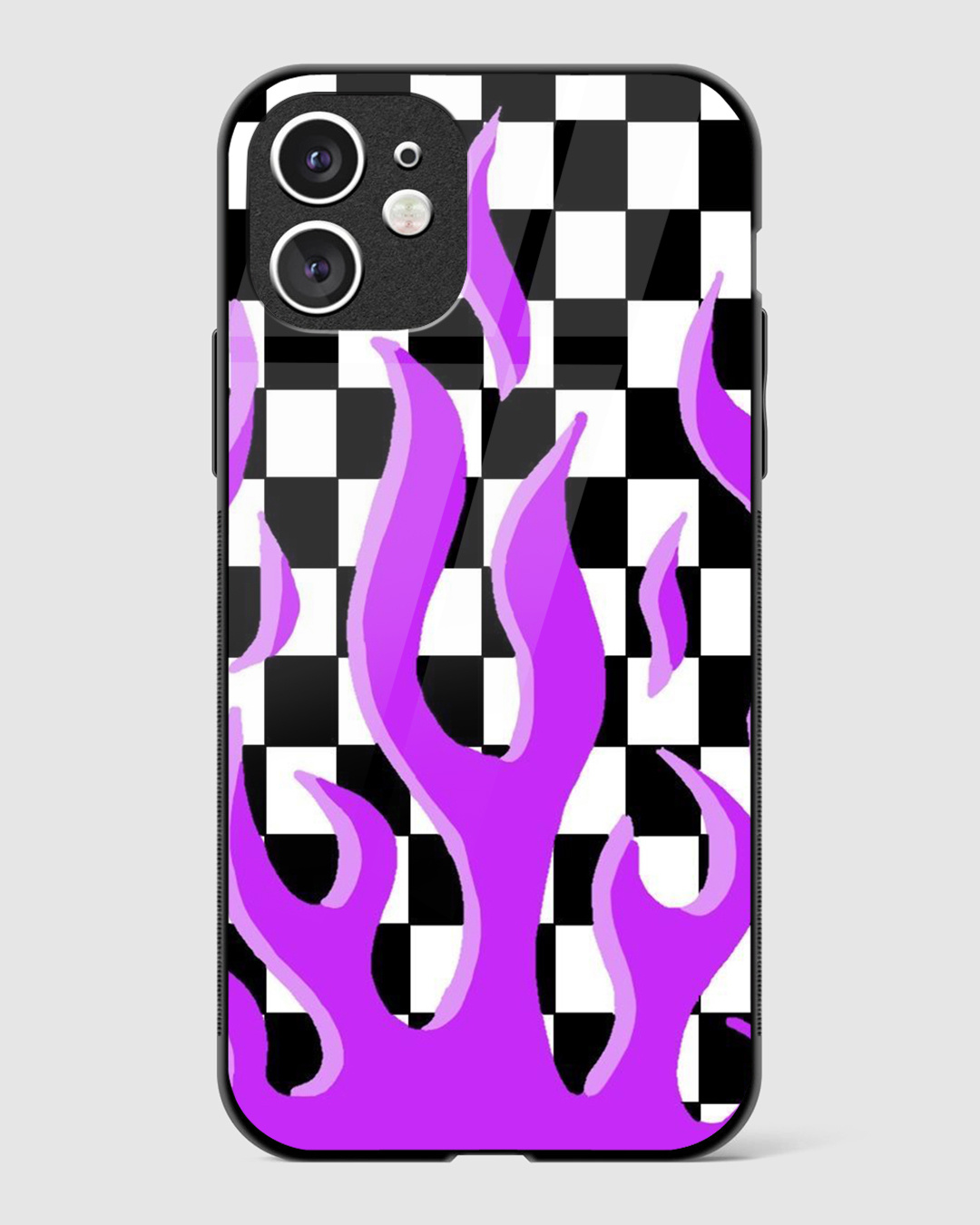 Buy Checkered Purple Flame Premium Glass Case for Apple iPhone 11 Online in India at Bewakoof
