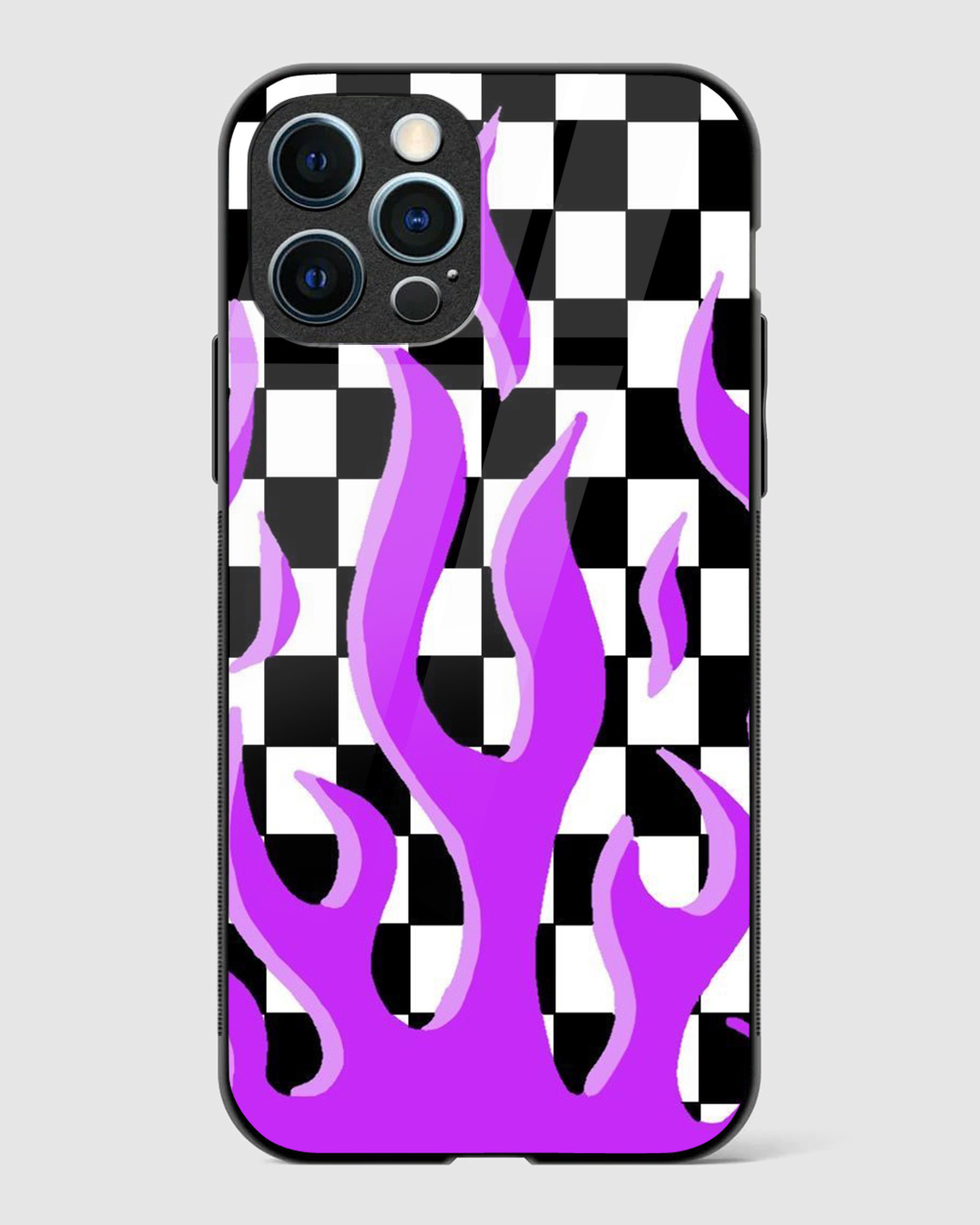 Buy Checkered Purple Flame Premium Glass Case for Apple iPhone 12 Pro Online in India at Bewakoof