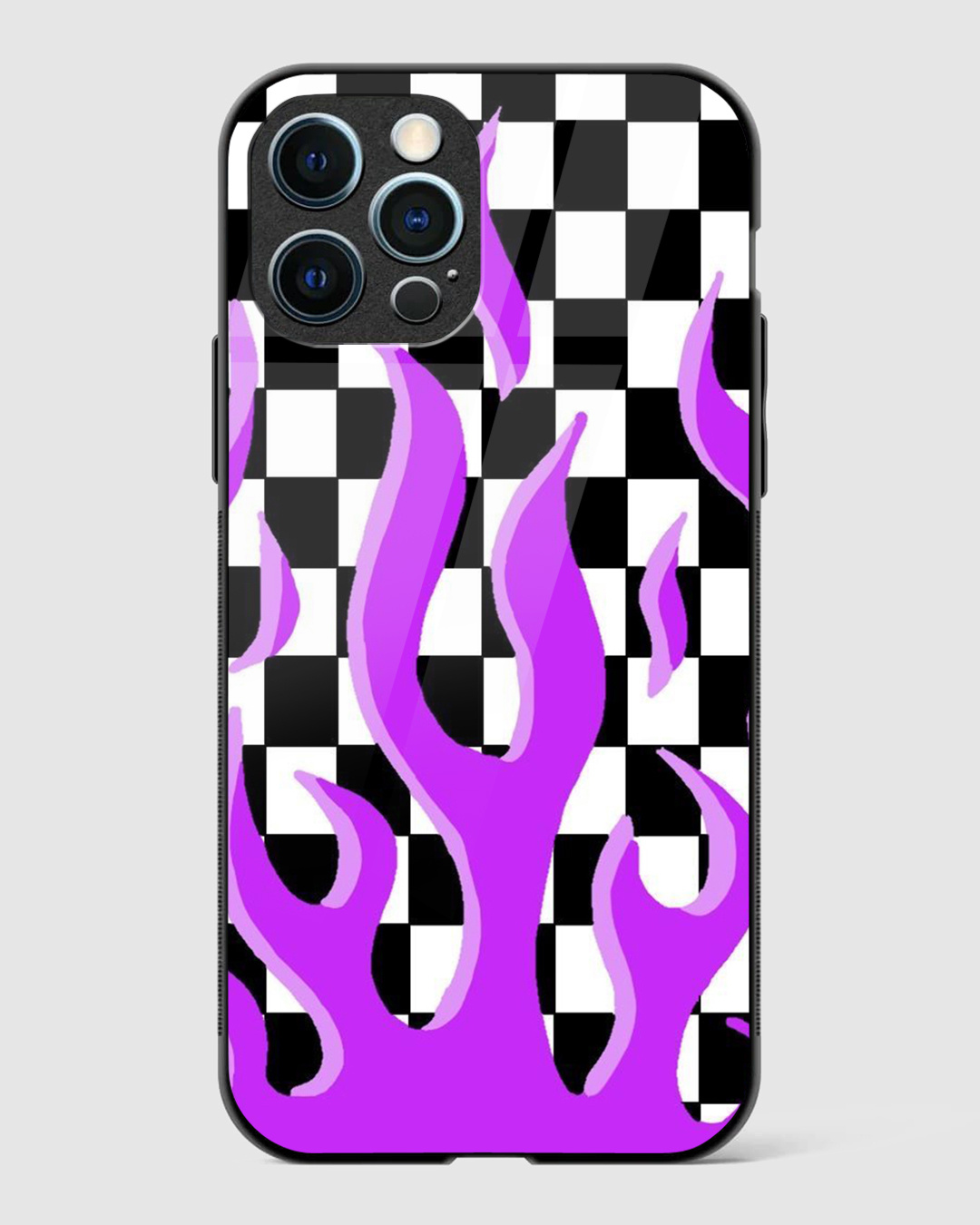 Buy Checkered Purple Flame Premium Glass Case for Apple iPhone 12 Pro Max Online in India at ...