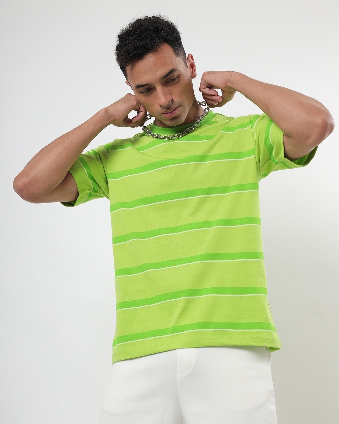 Buy Mens Chilled Out Green Striped Oversized T Shirt Online At Bewakoof
