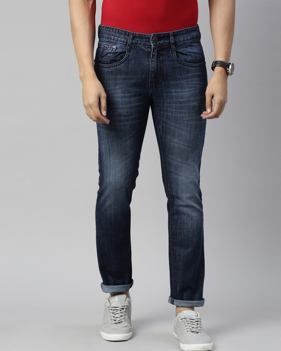 Buy Cinocci Men's Blue Cotton Slim Fit Clean Look Jeans Online at Bewakoof