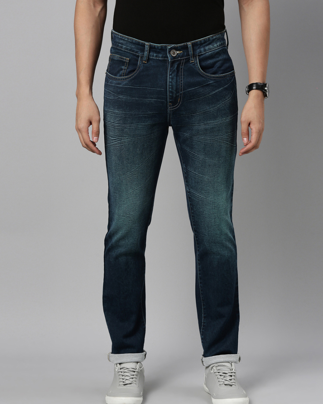 Buy Cinocci Men's Blue Cotton Slim Fit Clean Look Jeans Online at Bewakoof