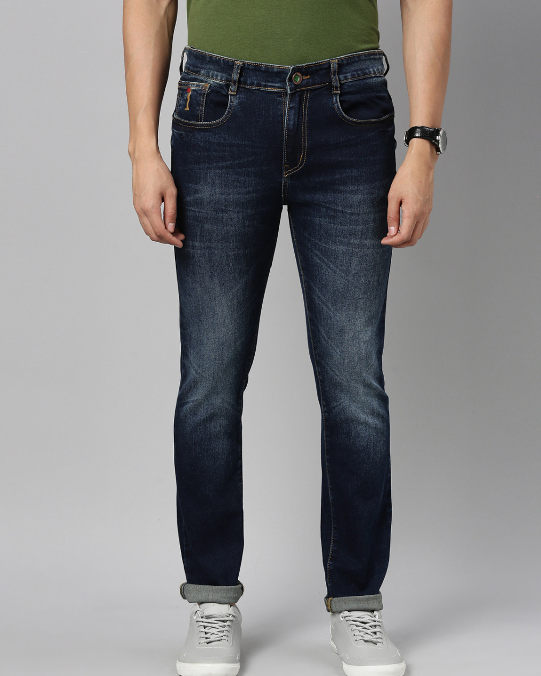 Buy Cinocci Men's Blue Cotton Slim Fit Clean Look Jeans Online at Bewakoof
