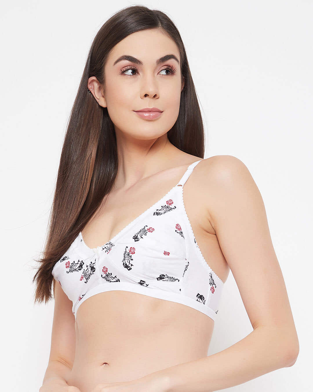 Buy Clovia Non Padded Non Wired Floral Print Full Figure Bra In White