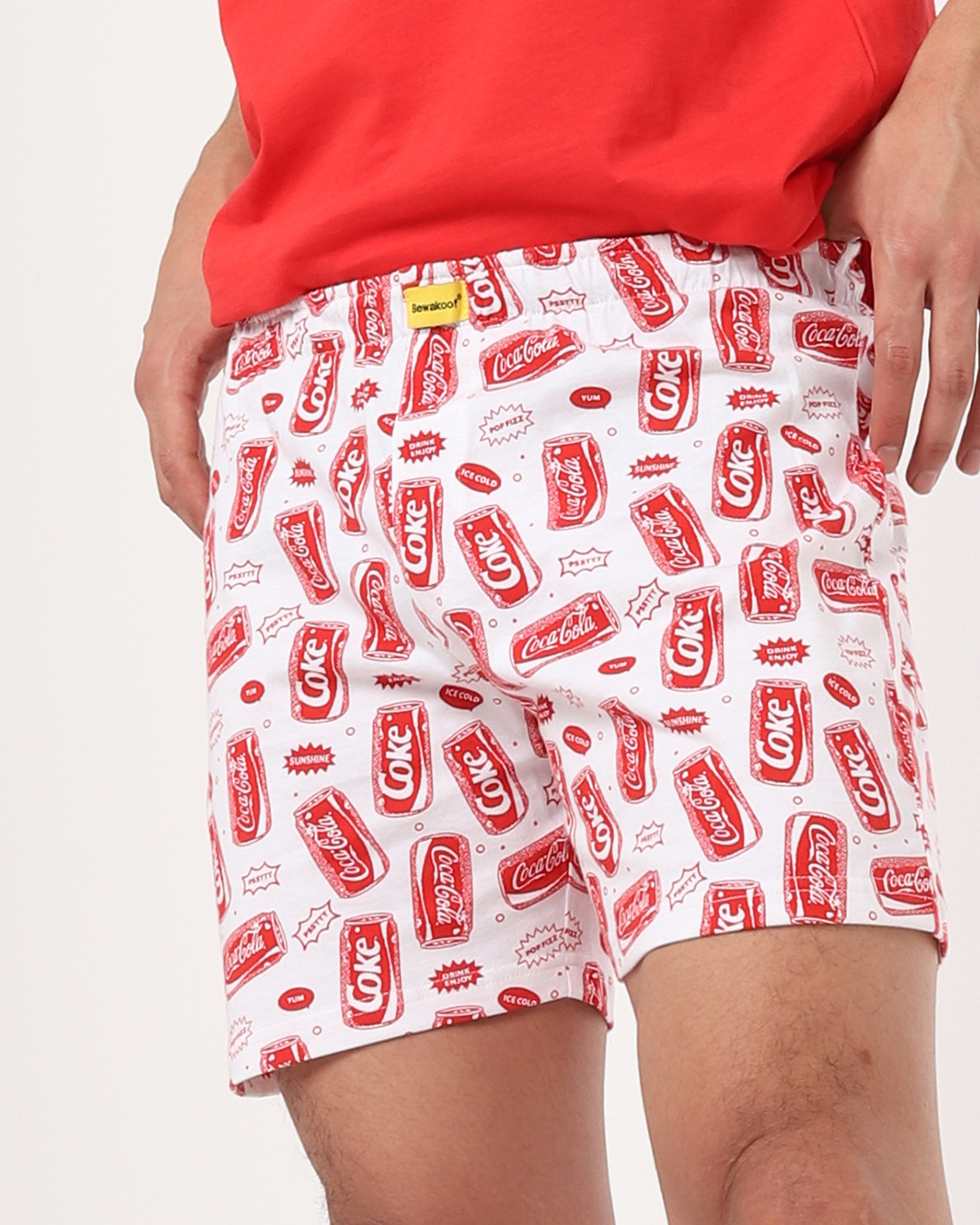 Buy Men's White & Red Coca Cola All Over Printed Boxers Online in India ...