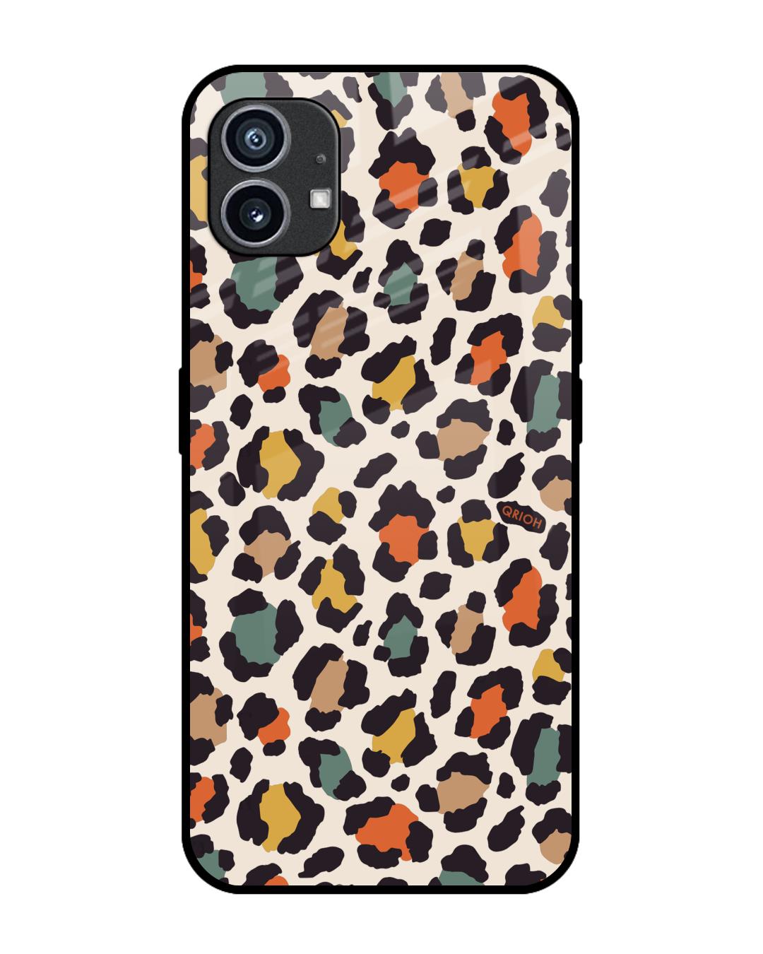 Buy Colorful Leopard Printed Premium Glass Case for Nothing Phone (1 ...