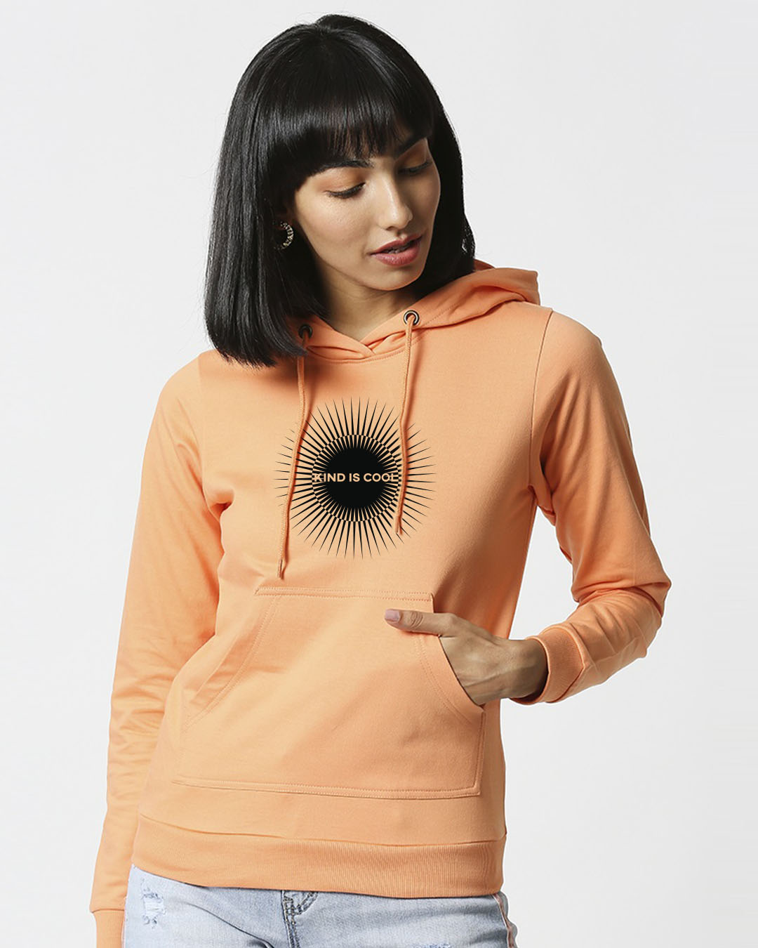 Buy Women's Orange Cool Radiation Typography Hoodies Online at Bewakoof
