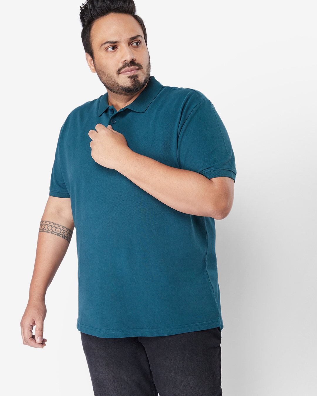 Buy Men's Blue Plus Size Classic Pique Polo Online at Bewakoof