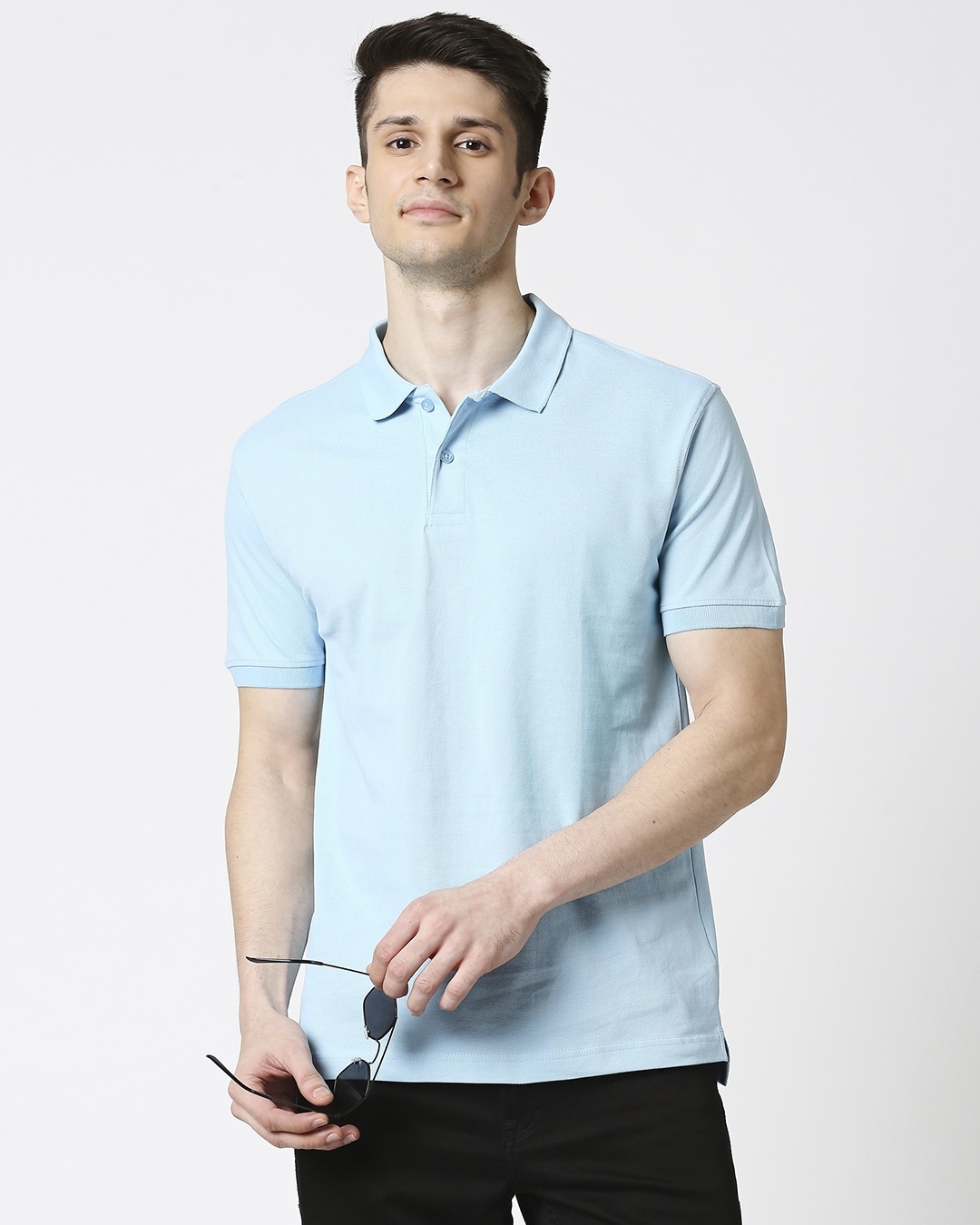 Buy Men's Crystal Blue Polo T-shirt Online at Bewakoof
