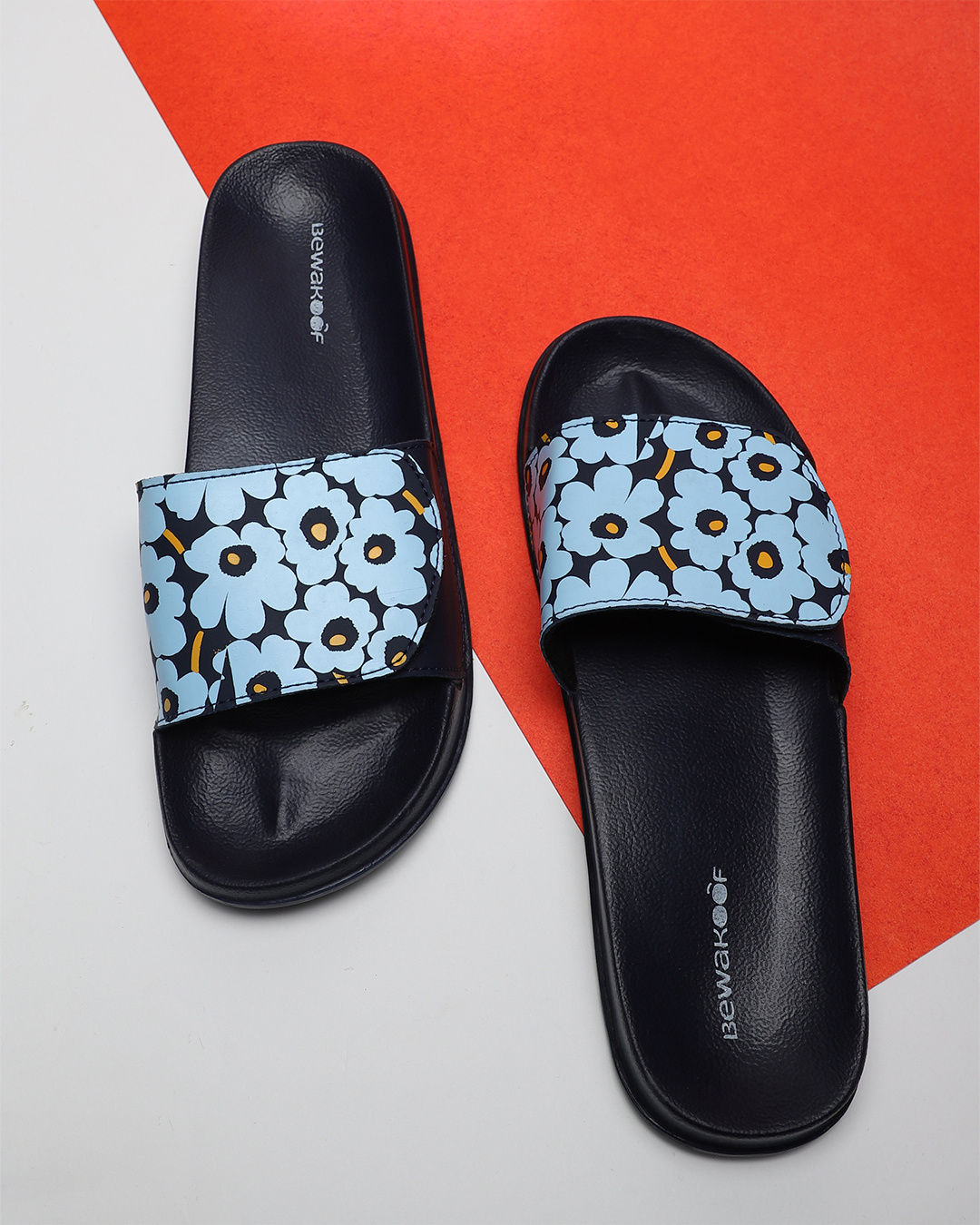 Buy Women's Blue Daisy Petal Adjustable Velcro Sliders Online in India ...