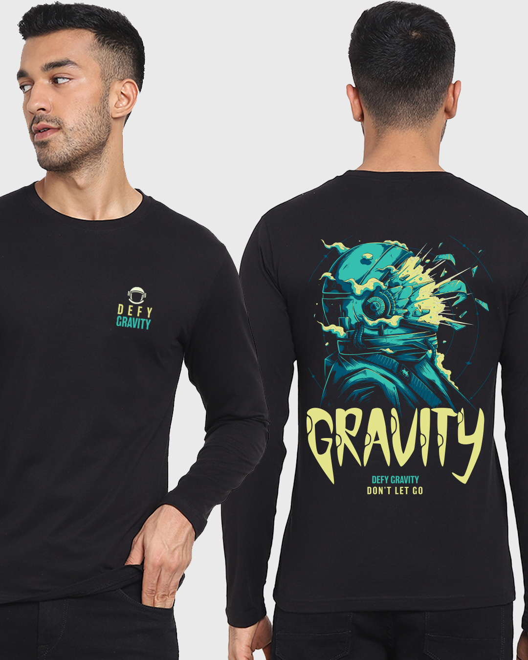 Buy Men's Black Defy Gravity Graphic Printed T-shirt Online at Bewakoof