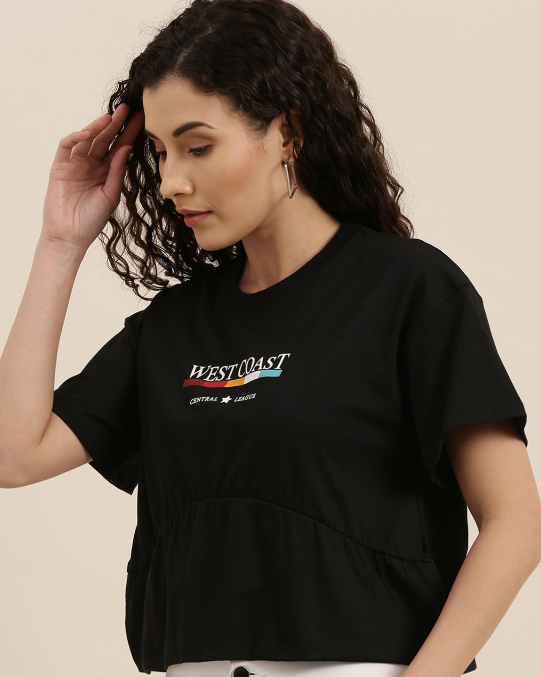 Buy Womens Black Typography Boxy Fit Crop T Shirt Online At Bewakoof