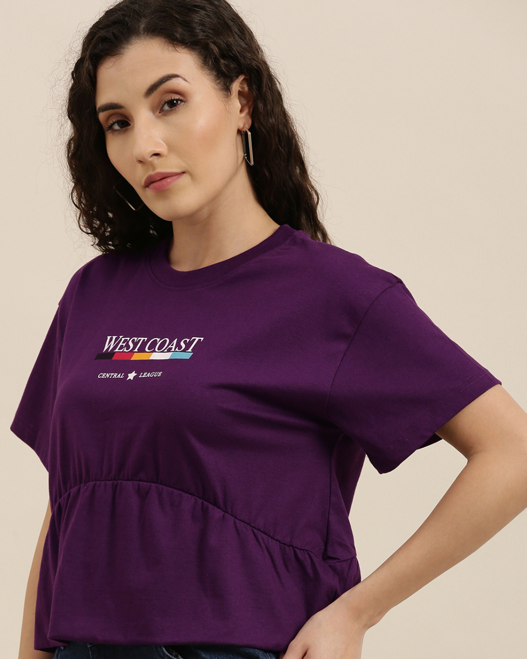 Buy Womens Purple Typography Boxy Fit Crop T Shirt Online At Bewakoof
